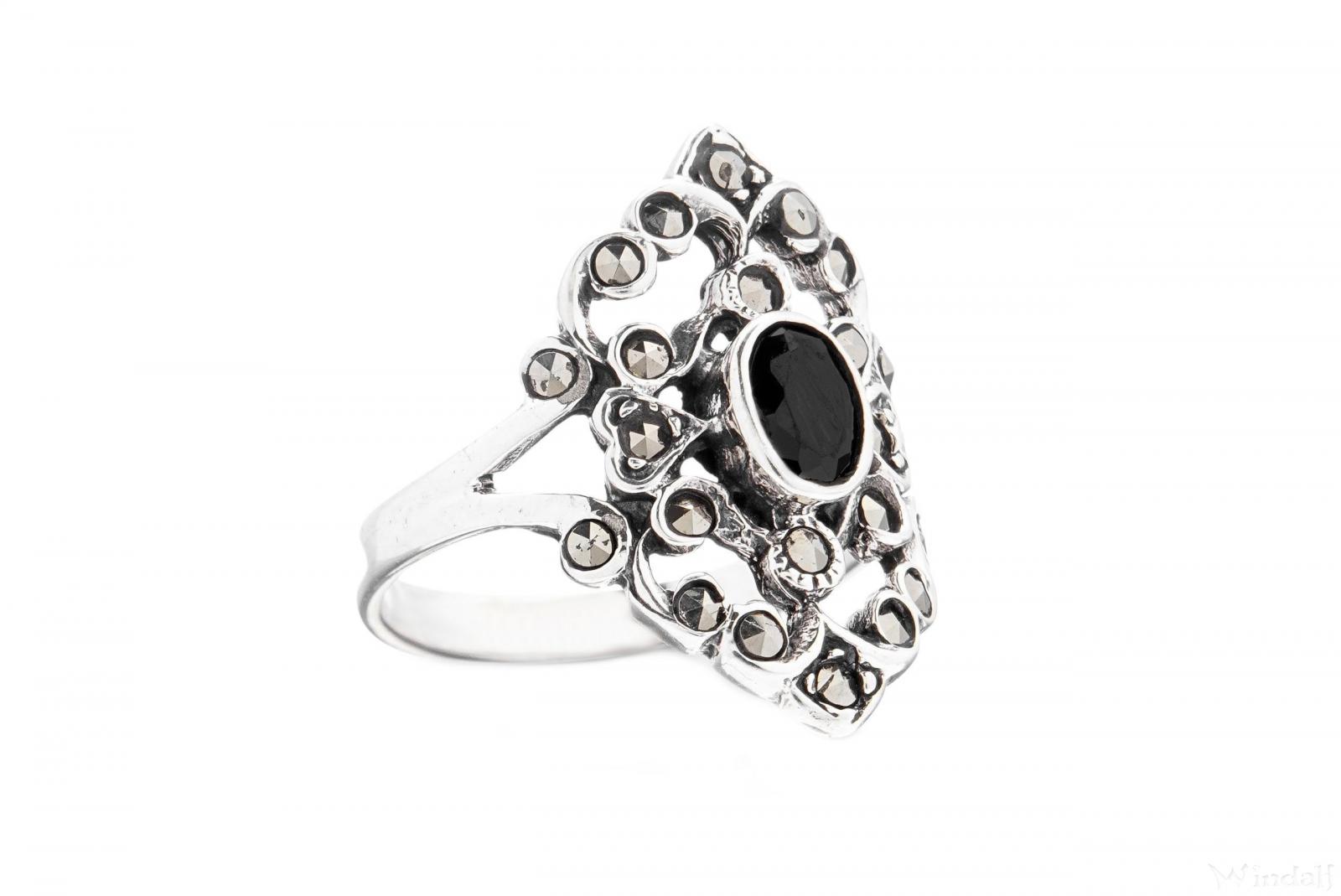 WINDALF Bohemian Damen Ring LUNA 21 mm Gothic Statementring Schwarzer ...