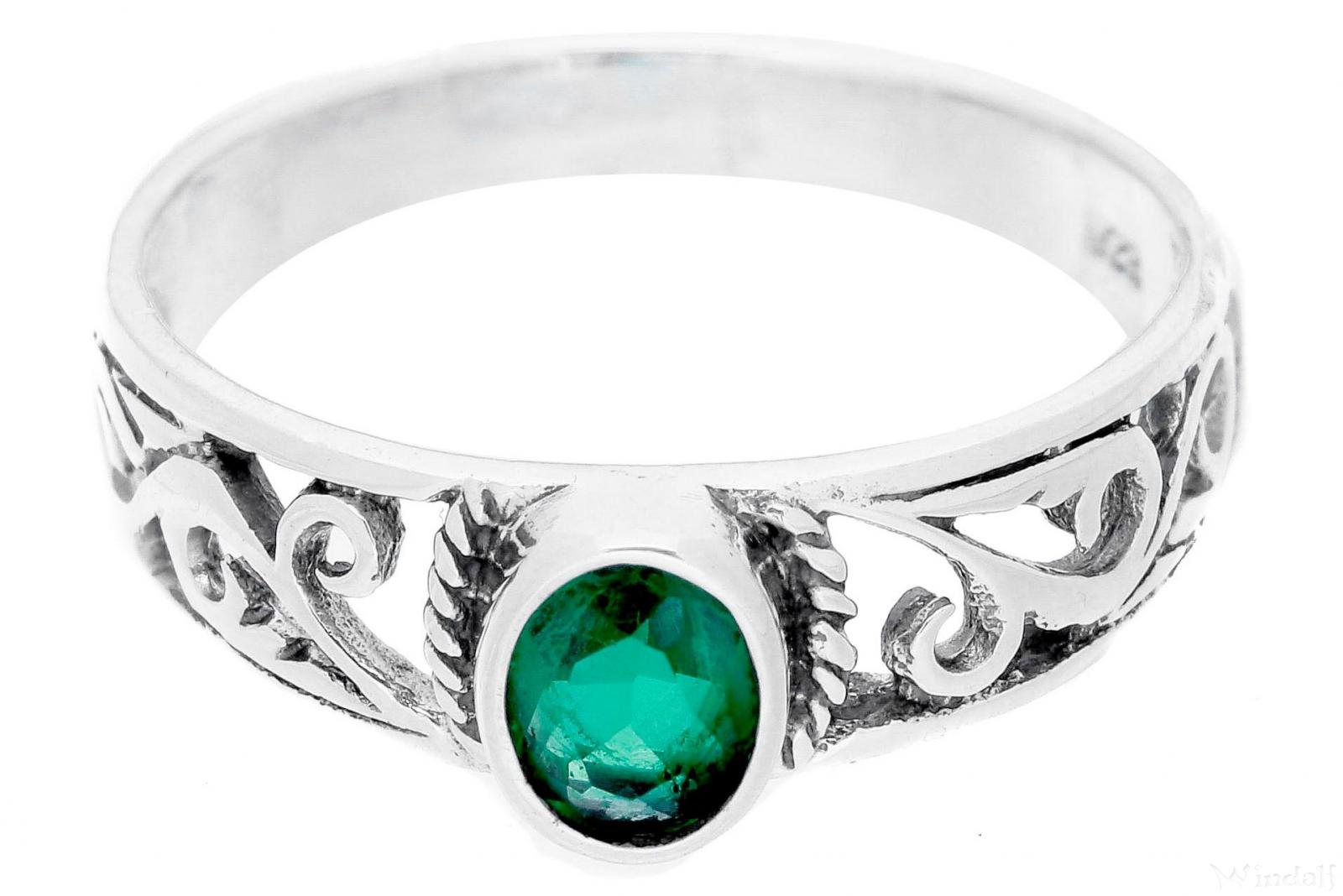 WINDALF Zarter Damen Ring ZAILA 6 mm Grüner Smaragd Silber - Ringe mit ...