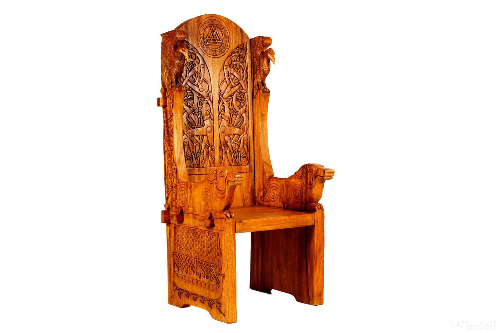 WINDALF Wikinger Stuhl Odins Thron HLIDSKJALF 138 cm Wotans Thron ...