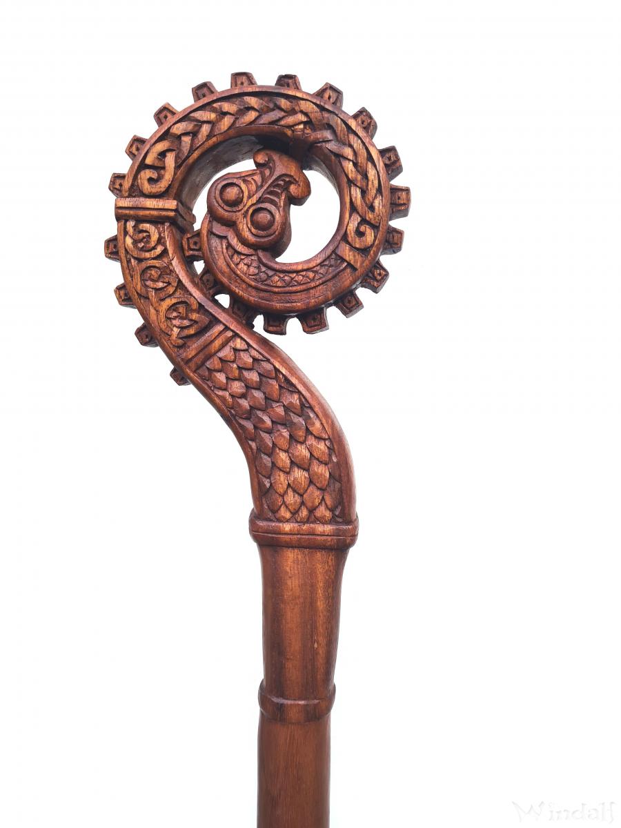 WINDALF Wikinger Wanderstab JORMUN 180 cm Midgardschlange Handarbeit ...